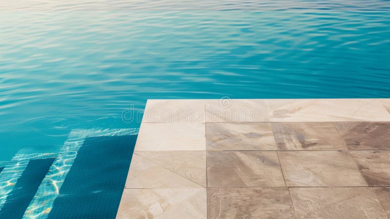 A Pool with a Tile Edge and a Step Leading Down To it Stock Image ...