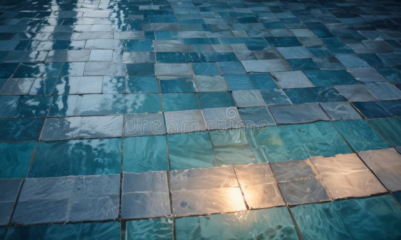 Pool with Tiled Floor and Blue Tile Stock Illustration - Illustration ...