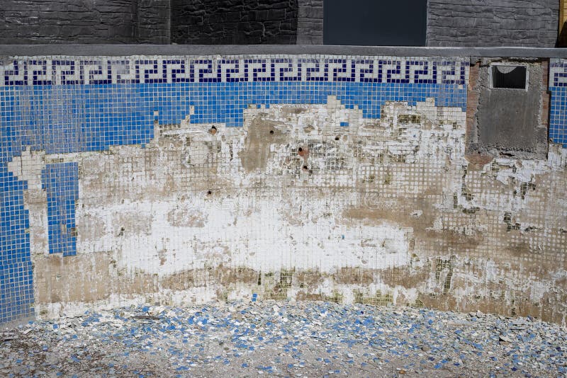 Pool Tiling Broken, To Be Repaired for the Summer Stock Photo - Image ...