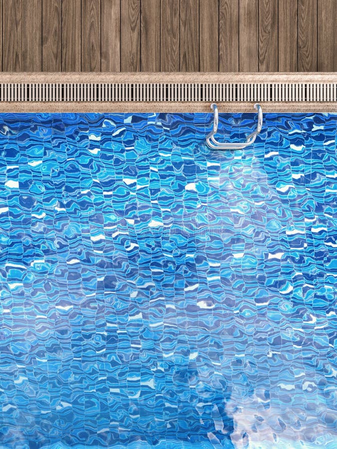 Pool Top View with Wooden Floor and Ladder Stock Illustration ...