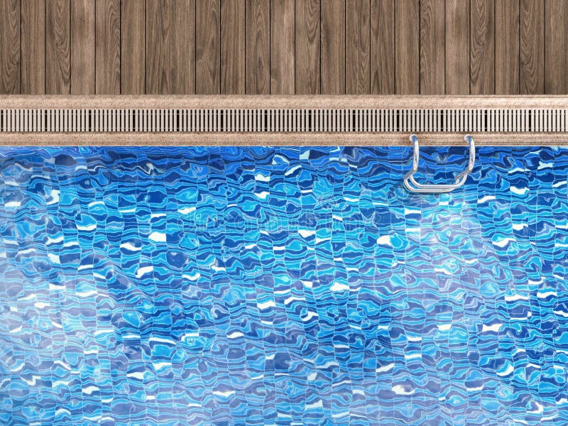 Pool Top View with Wooden Floor and Ladder Stock Illustration ...