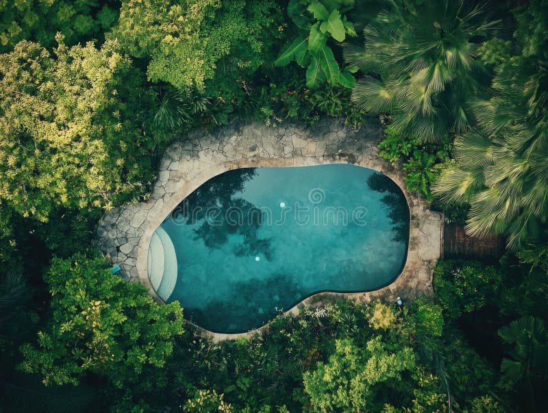 Pool among Trees stock photo. Image of property, trees - 373323430