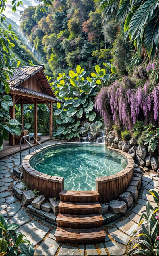 Pool in the Tropics from a Mountain Spring Stock Illustration ...