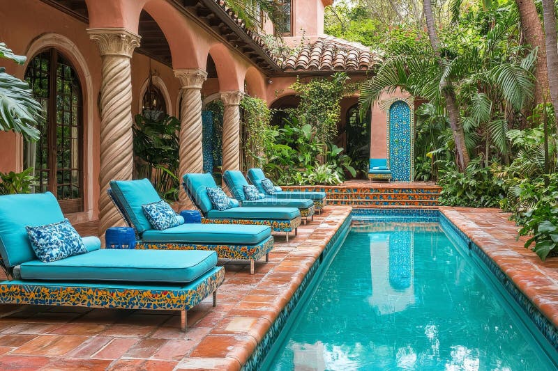 A Pool Under the Canopy of Trees Near the House in the Tropical Area ...