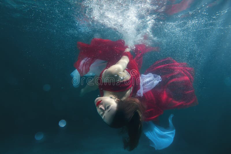 In the Pool Underwater Dancing Girl. Stock Image - Image of depth ...