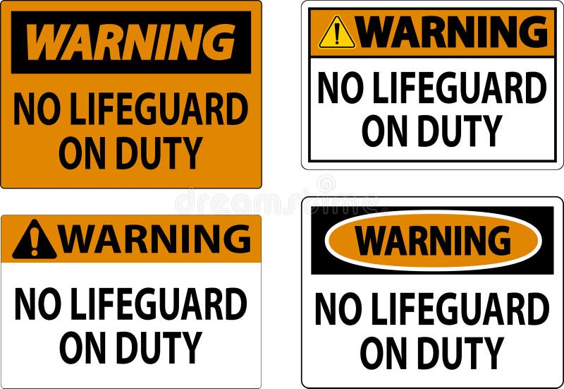 Pool Warning Sign No Lifeguard on Duty Stock Vector - Illustration of ...