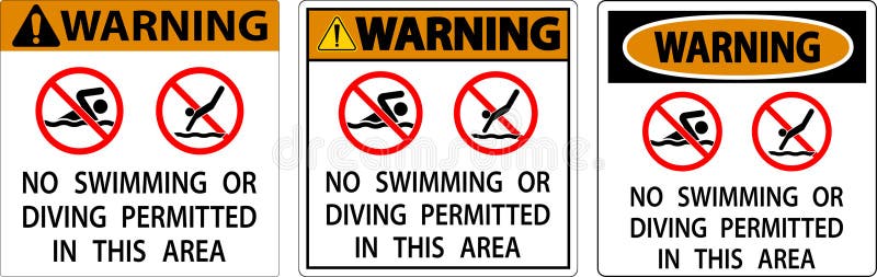 Pool Warning Sign No Swimming or Diving Permitted in this Area Stock ...
