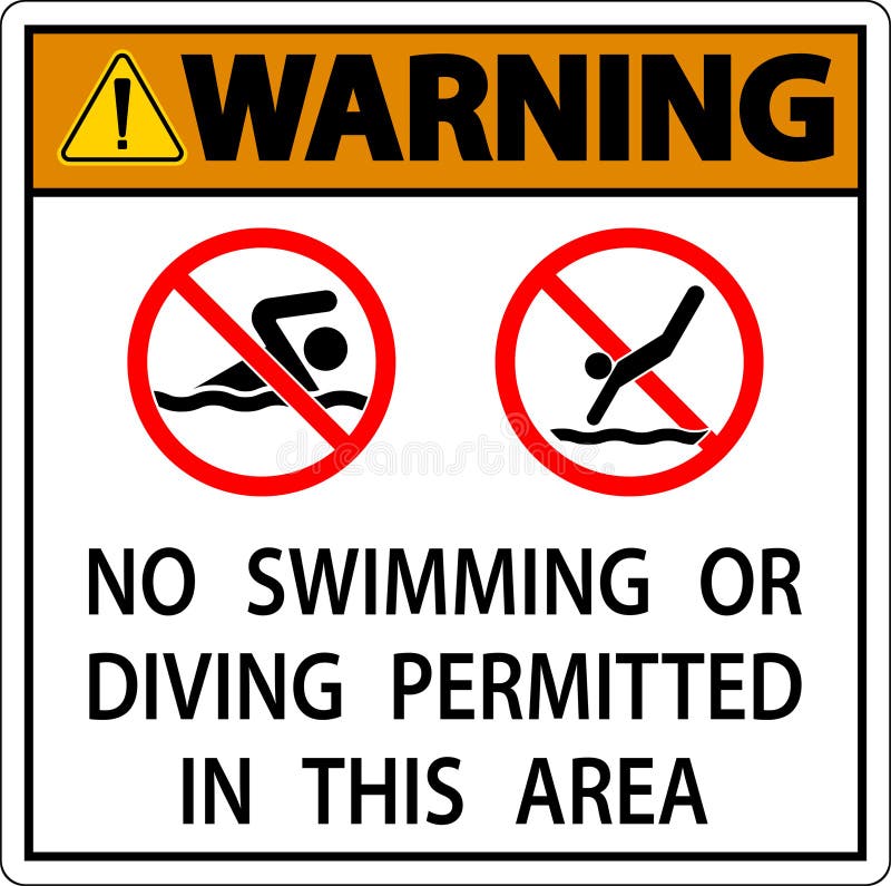 Pool Warning Sign No Swimming or Diving Permitted in this Area Stock ...