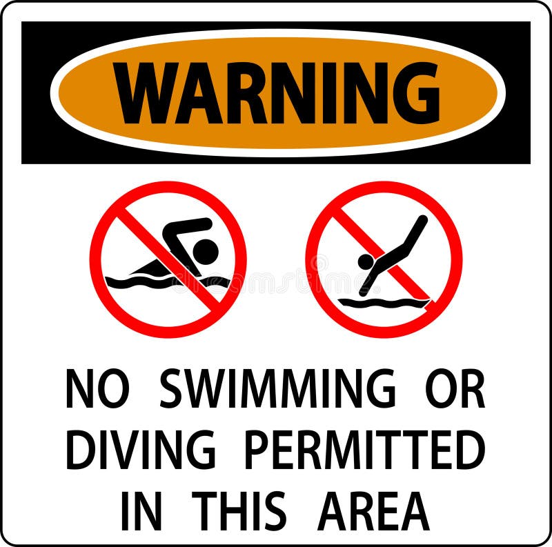 Pool Warning Sign No Swimming or Diving Permitted in this Area Stock ...