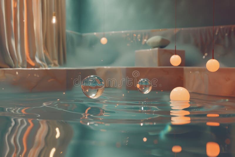 A Pool of Water with Bubbles Gracefully Floating on the Surface ...