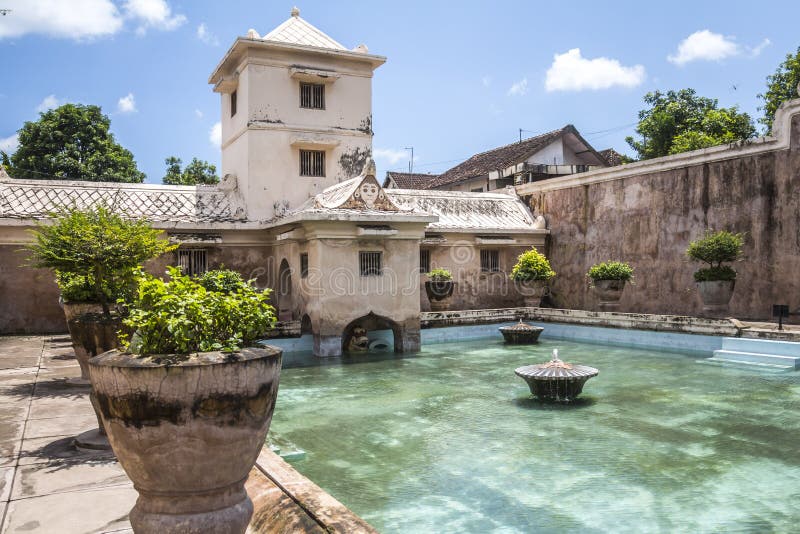 Pool in Water Castle, Yogyakarta Stock Image - Image of pink, palace ...