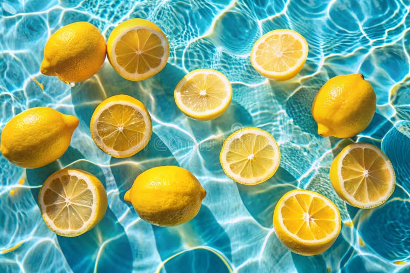 Pool water with lemons. stock illustration. Illustration of glass ...