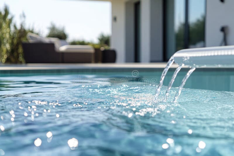 A Pool with Water Overflowing and Flowing Down Stock Image - Image of ...