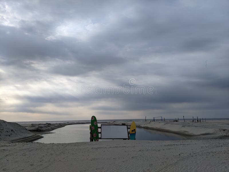 Pool of Water with Sandy Sides and Texture Sky Stock Image - Image of ...