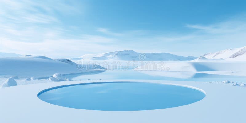 A Pool of Water Surrounded by Snow Covered Mountains. Stock ...