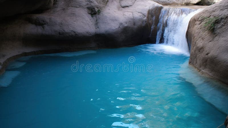 A Pool of Water with a Waterfall in the Middle of it Stock Illustration ...