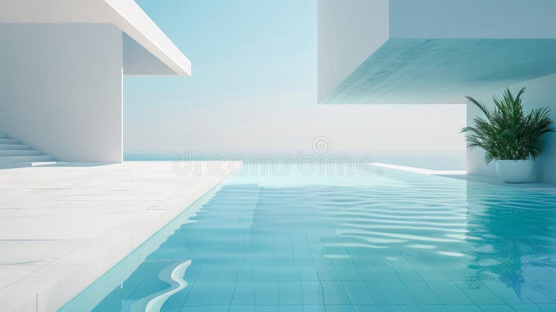 A Pool with a White Building Stock Image - Image of design, background ...
