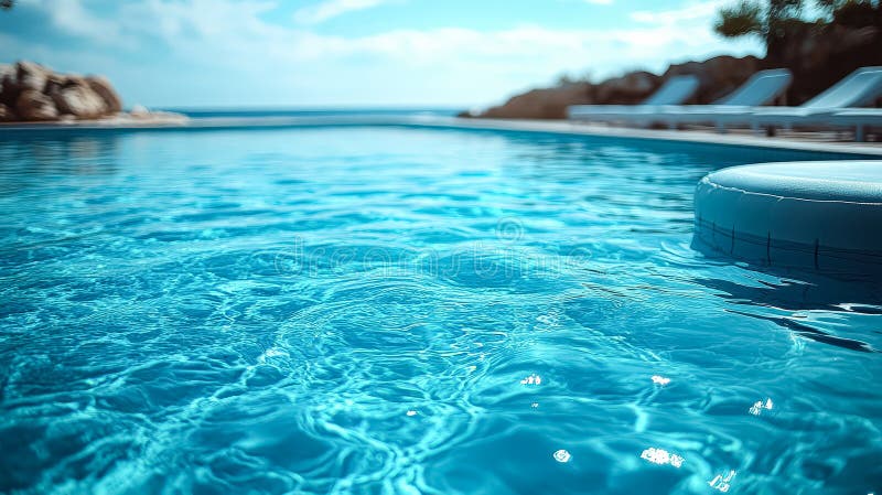 Pool with a White Pool Chair and a White Pool Float Stock Image - Image ...