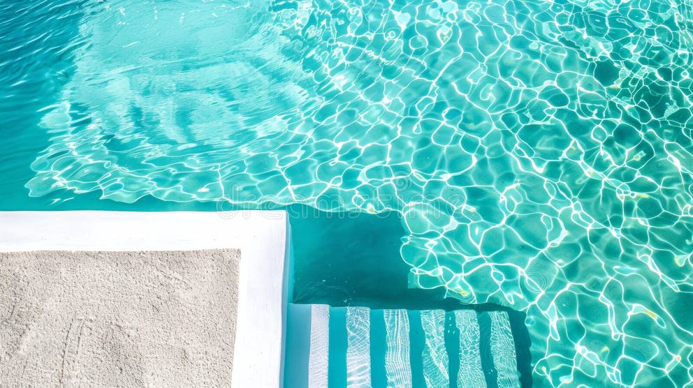 A Pool with a White Ledge and a Blue Step Stock Photo - Image of fresh ...