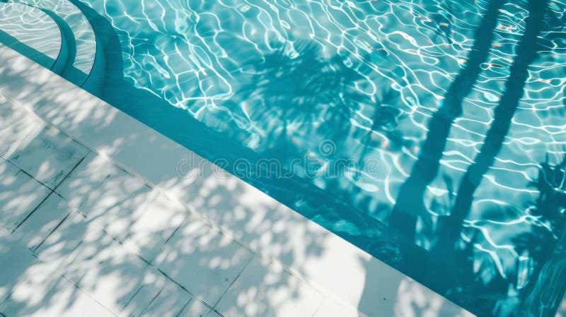 A Pool with a White Ledge and a Tree in the Background Stock Image ...