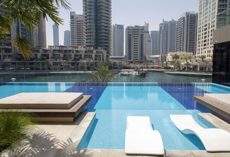 Pool in Dubai editorial image. Image of downtown, infinity - 160486745