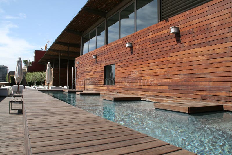 Pool & Wood stock photo. Image of lazing, summer, luxury - 6311188