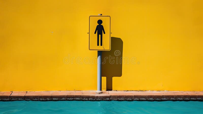 Pool yellow caution sign stock illustration. Illustration of safety ...