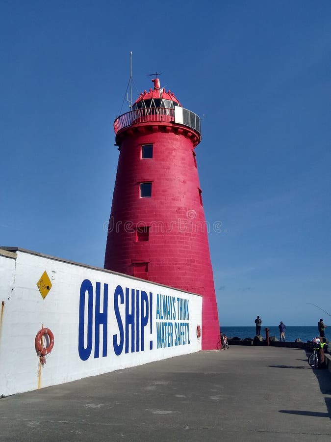 Poolbeg Lighthouse at Night. Dublin. Ireland Stock Photo - Image of ...