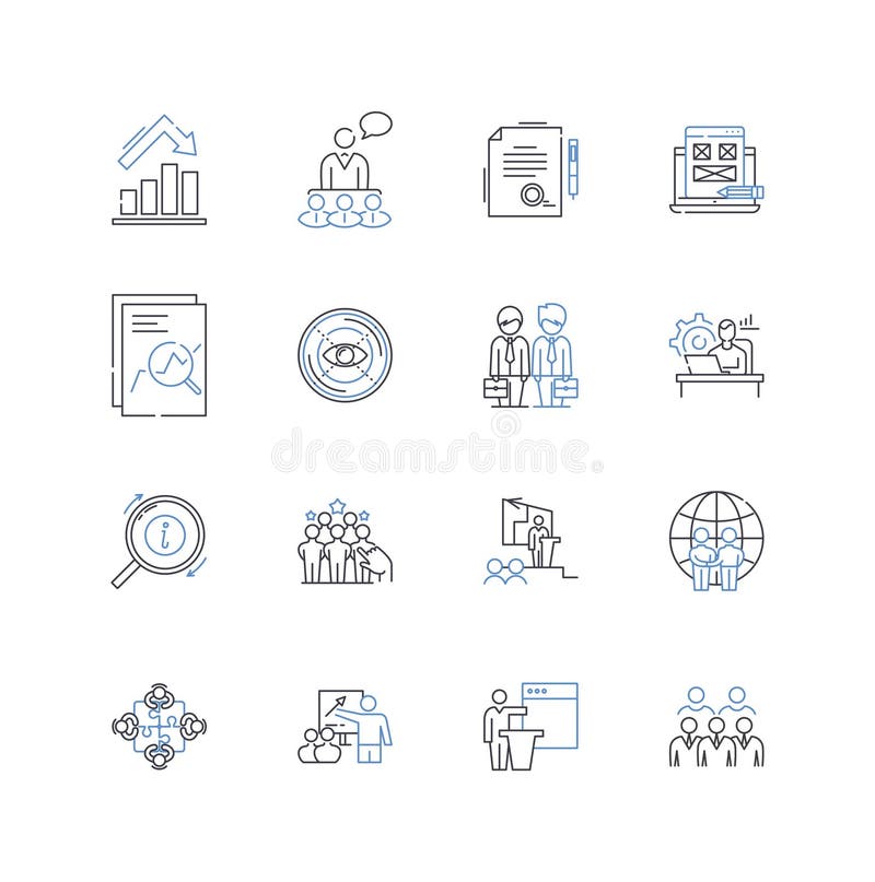 Pooling Resources Line Icons Collection. Collaboration, Sharing ...