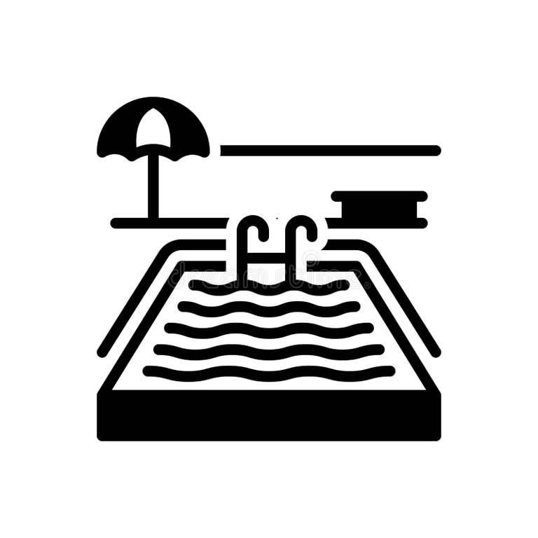 Black Solid Icon for Pools, Swimming and Pond Stock Vector - Illustration of umbrella, swimming ...