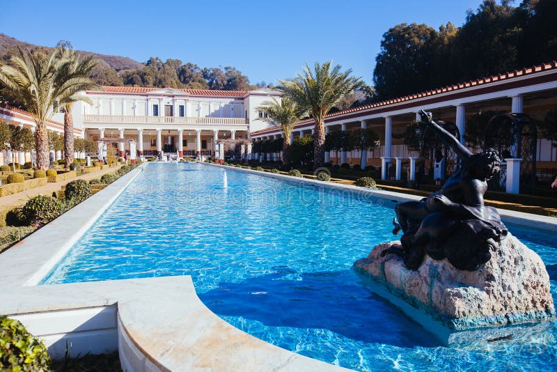 The Pools at Outer Peristyle of Getty Villa Editorial Stock Image ...