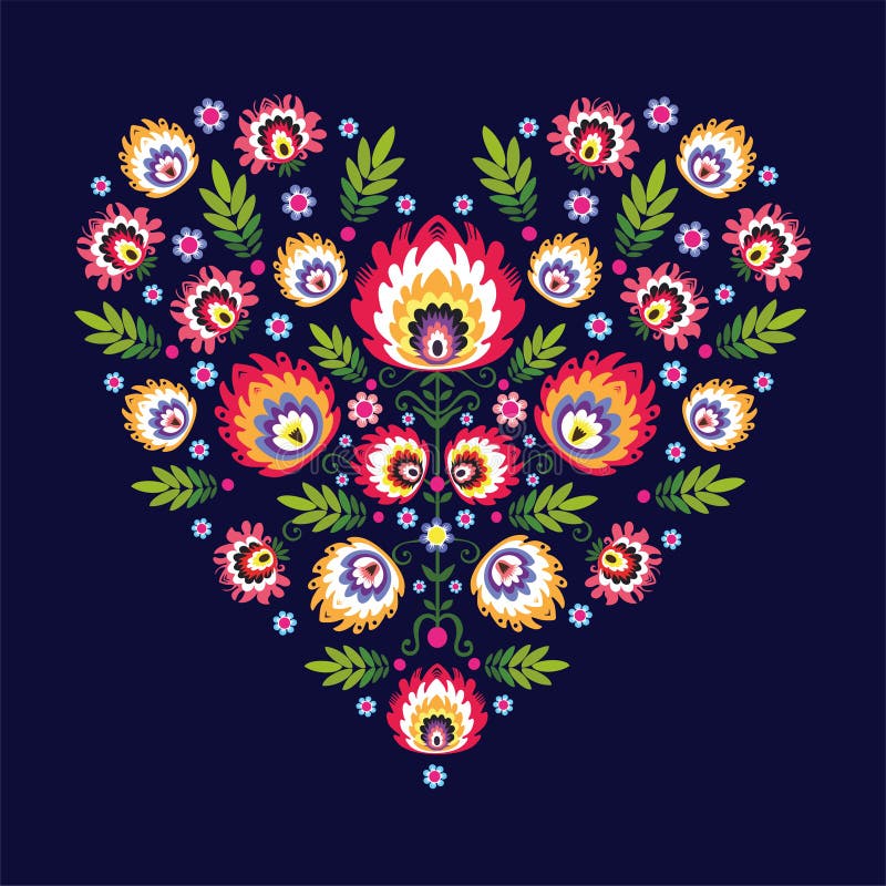 Poolse Mensen Met Sier Bloemen Vector Illustratie - Illustration of ...