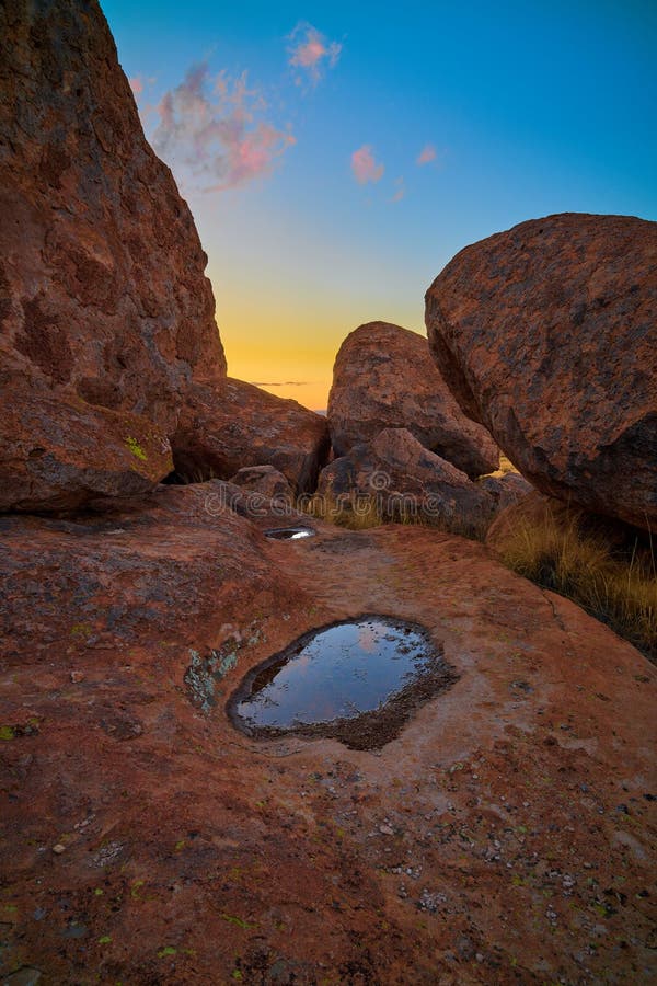 Pools of Water at City of Rocks State Park, New Mexico Stock Image ...