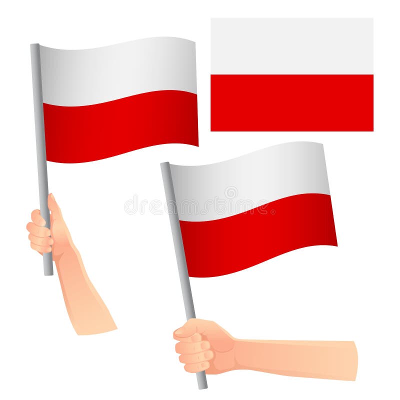 Poolse vlag in handset stock illustratie. Illustration of golven ...