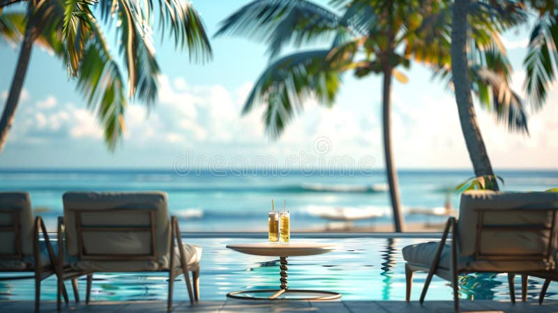 Poolside Bar Serving Drinks in an Elegant Setting Stock Illustration ...