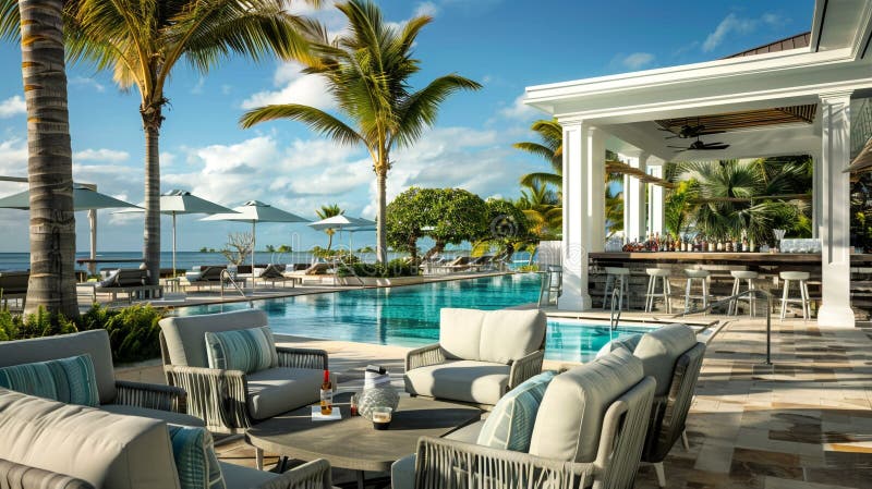 Poolside Bar Serving Drinks in an Ocean Breeze Setting Stock ...