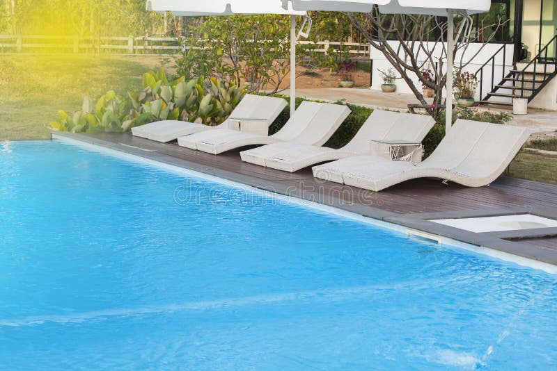 Poolside Bed stock photo. Image of tourism, light, green - 52548260