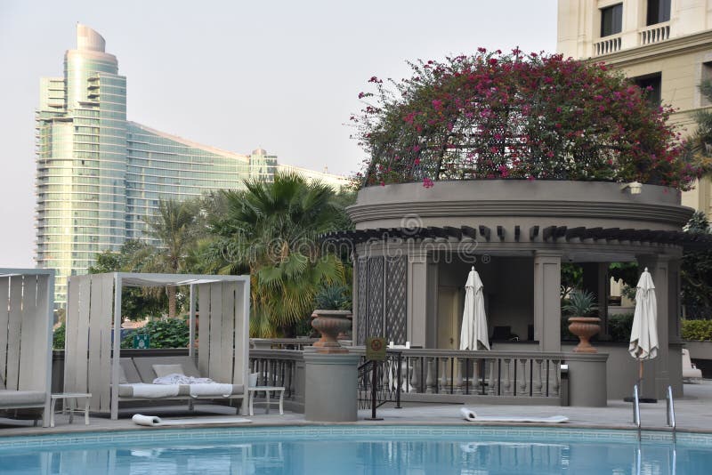 Poolside at Palazzo Versace in Dubai, UAE Stock Photo - Image of ...
