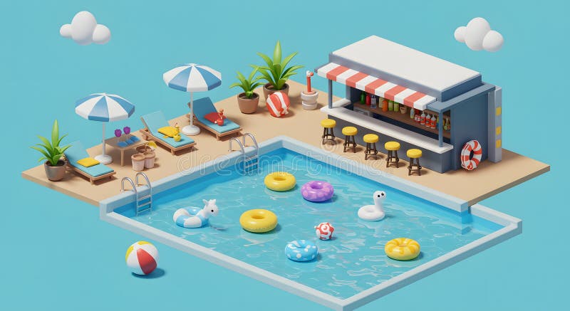 Stylized Poolside Scene Stock Illustrations – 85 Stylized Poolside ...