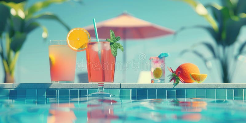 Poolside Refreshments. High Detailed Drink Concept Stock Image - Image ...