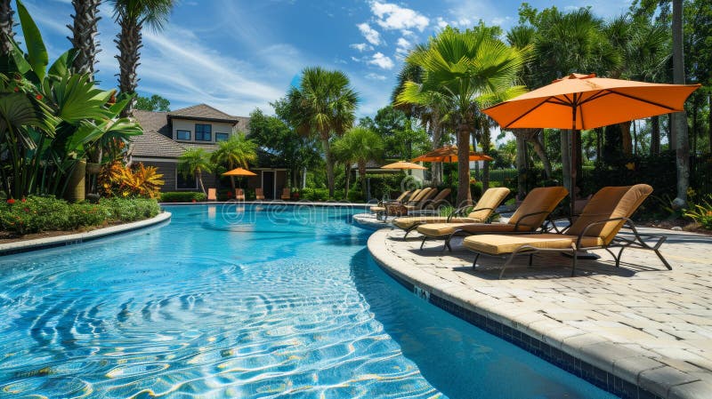 Poolside Relaxation. Enjoying Pool Time, Sunbathing, and Cooling Off in ...