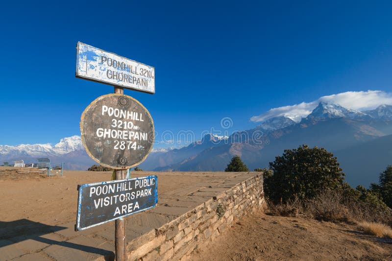 Poon Hill View Point in Ghorepani, Nepal Stock Image - Image of travel ...