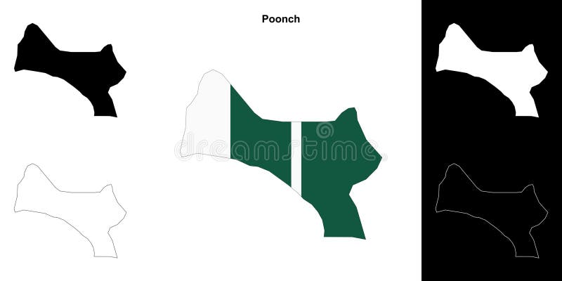 Poonch outline map stock vector. Illustration of silhouette - 371580163