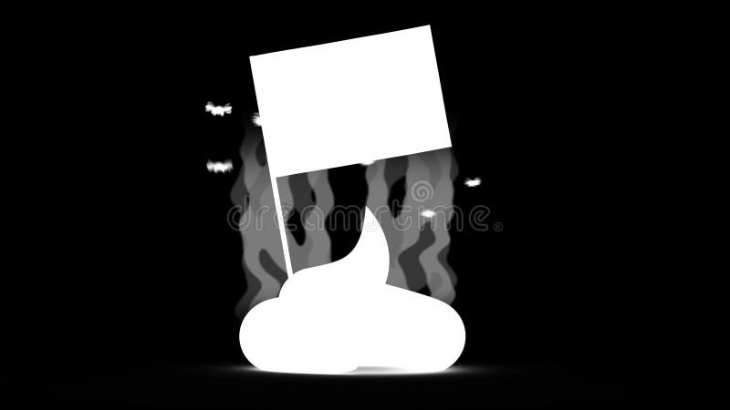 Smelly Poop with Flies. 3D Animation in Cartoon Style. Green Screen ...