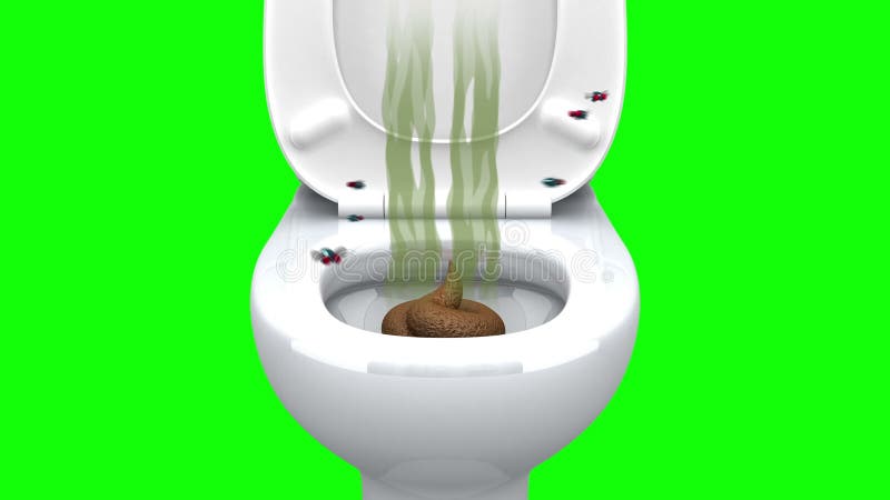 Feces on the Toilet Seat. 3D Animation, Green Screen, Loopable. Stock ...