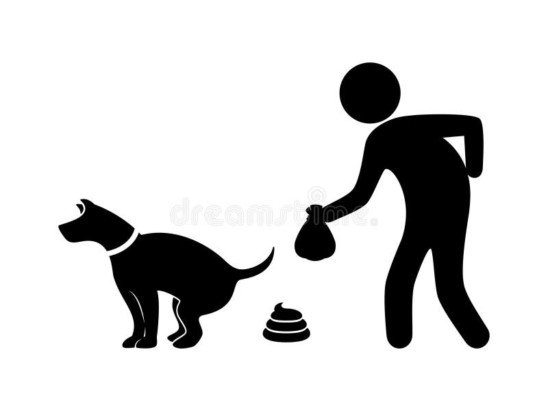 Person Cleaning Up after His Dog Black Silhouette Icon Vector Stock ...