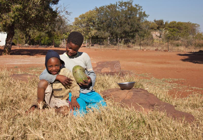 Poor African children stock image. Image of people, melon - 20519313