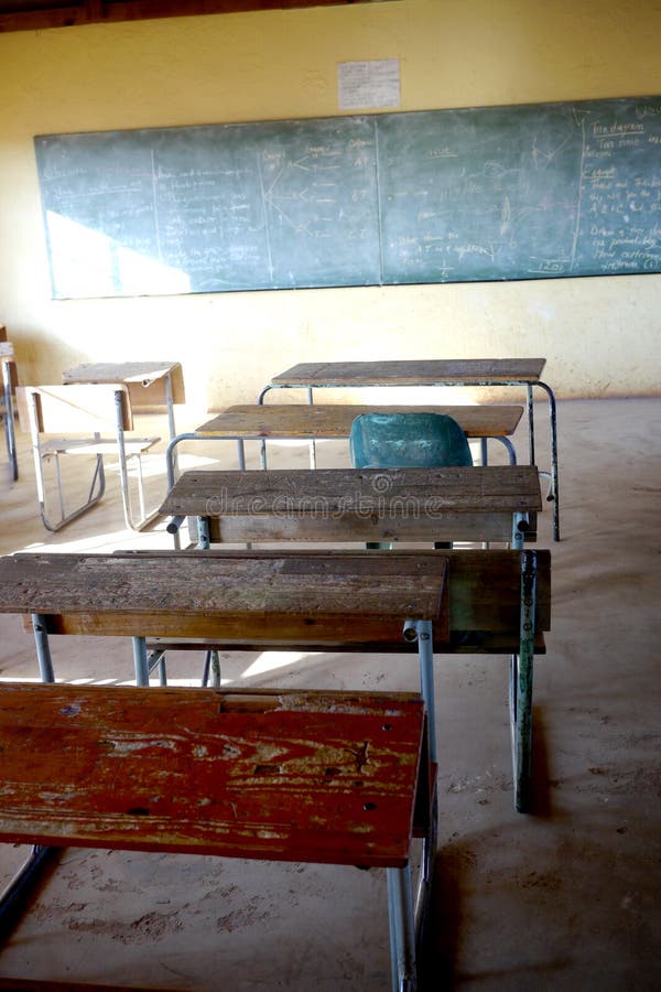 Poor African Classroom with Empty Desks Stock Photo - Image of desks ...
