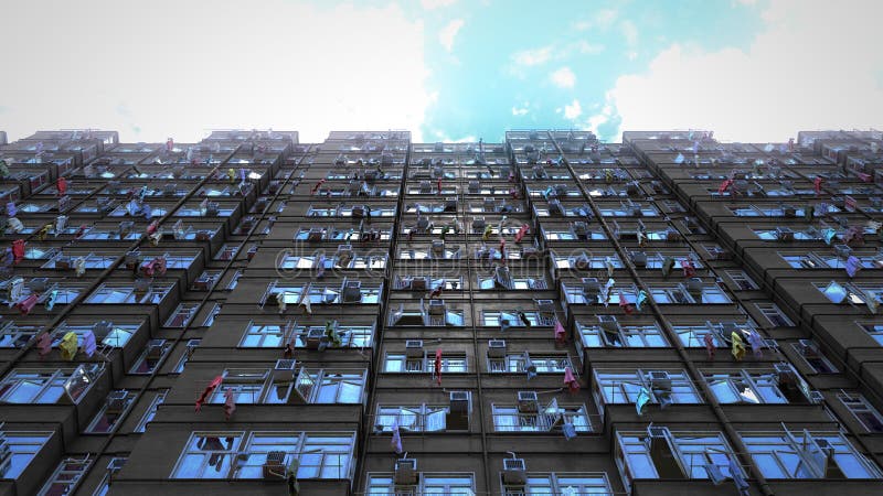 Poor Apartment Houses Perspective View of the Sky. 3d Rendering, 4k ...