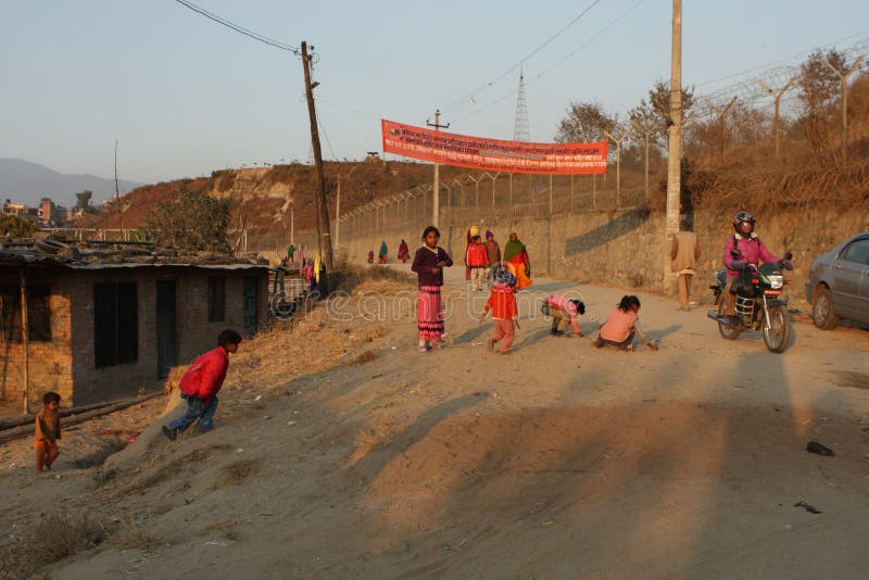 Poor area of Kathmandu editorial stock photo. Image of muddy - 12870008